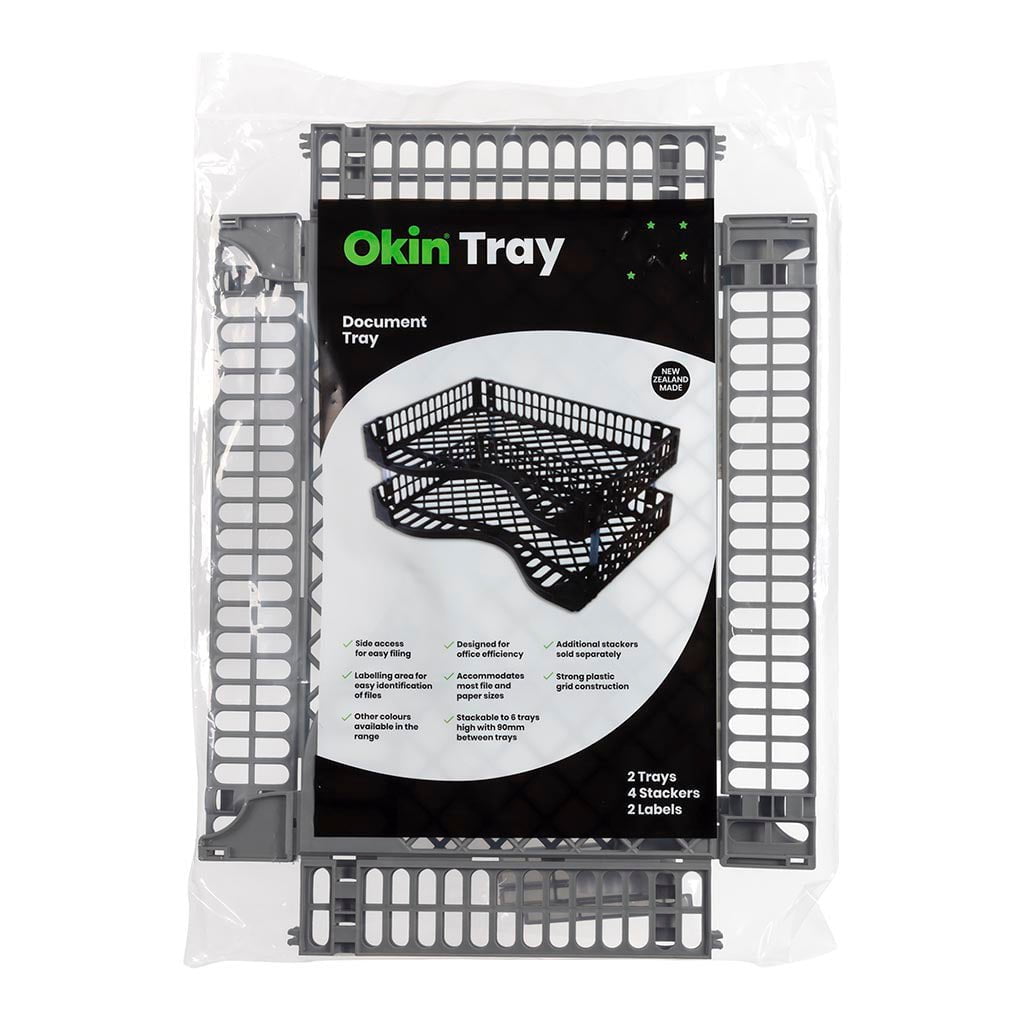 Okin Document Tray Grey, Pack of 2 | Newest Products — Discount Office
