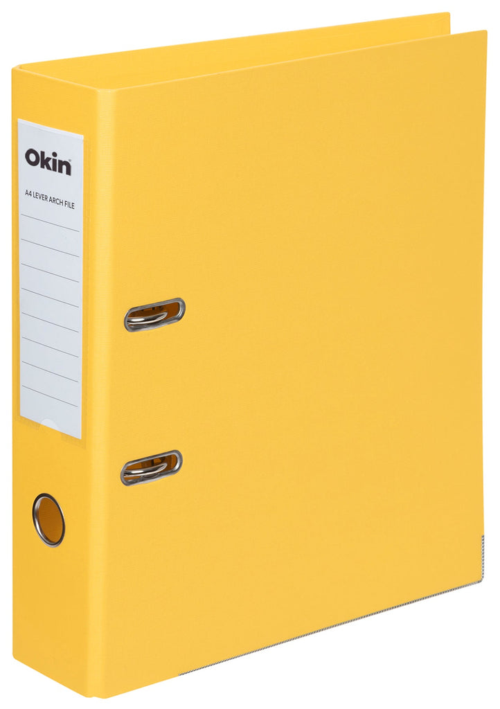 Okin Lever Arch File A4 Linen Yellow | Files & Folders — Discount Office
