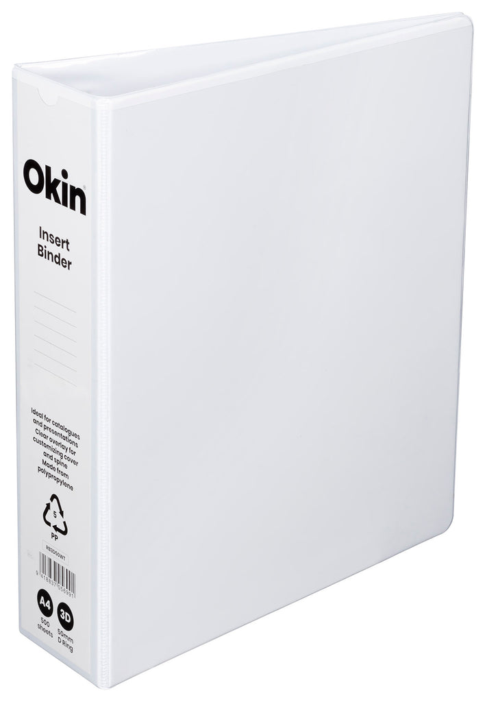 Okin Overlay Insert Cover A4 Ring Binder 3/50 - White | Files & Folders ...