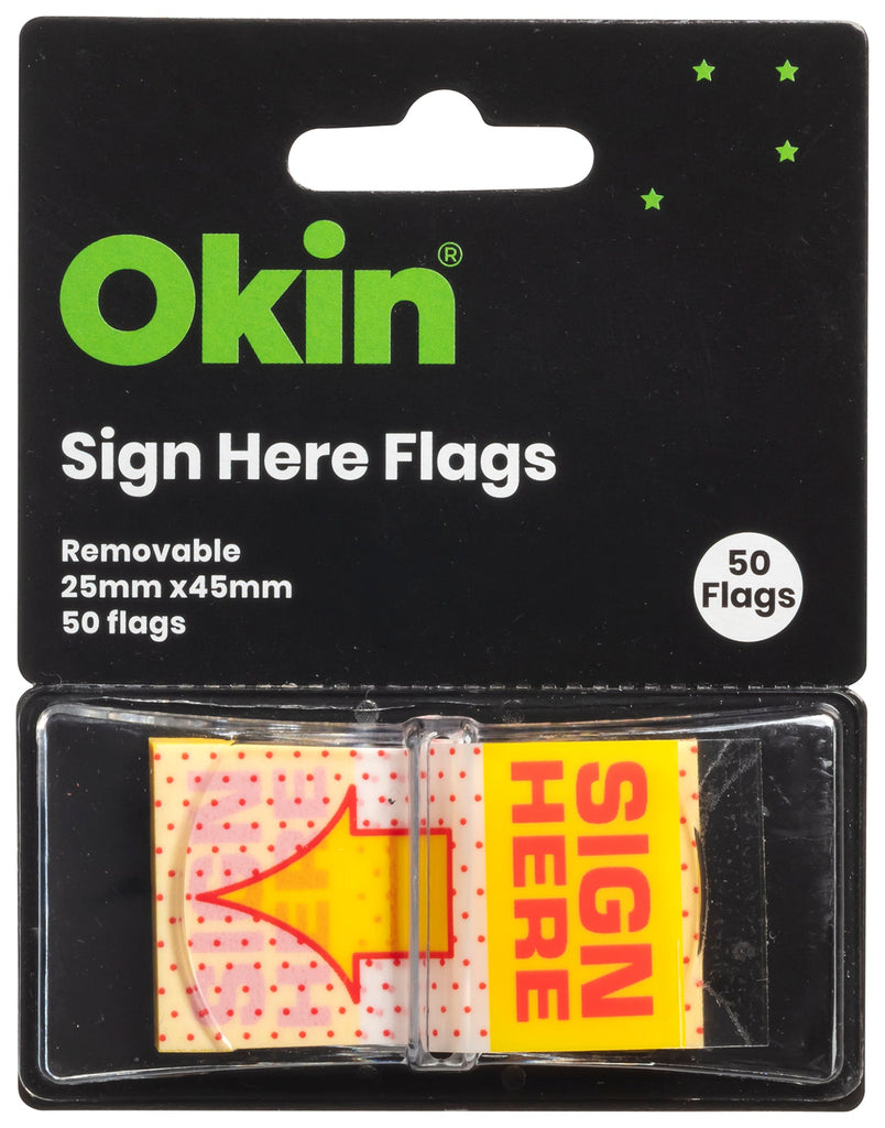Okin Pop-up Sign Here Flags | Desktop Essentials — Discount Office