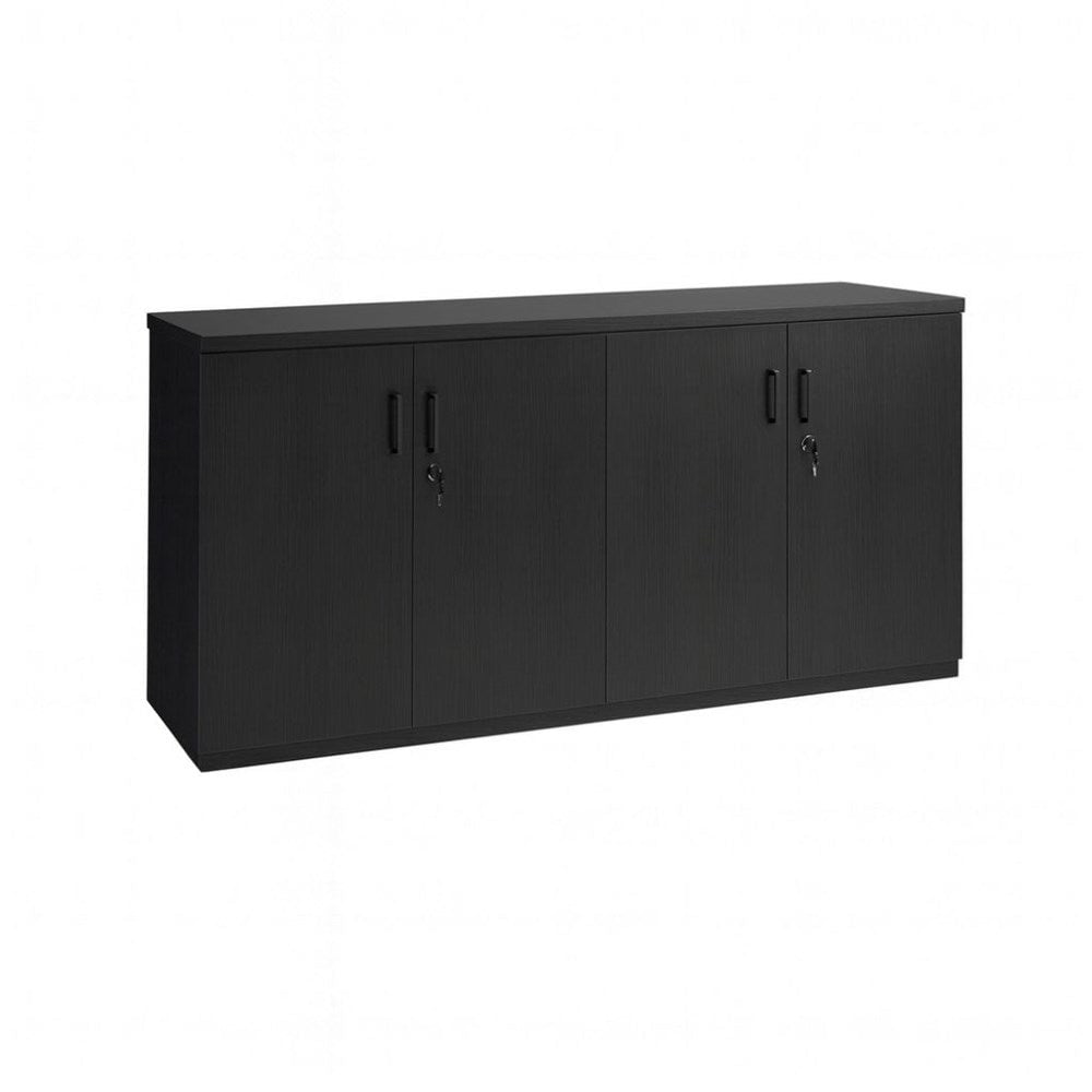 Onyx 1800mm Storage Credenza, Black Woodgrain | Bookshelves, Cabinets ...