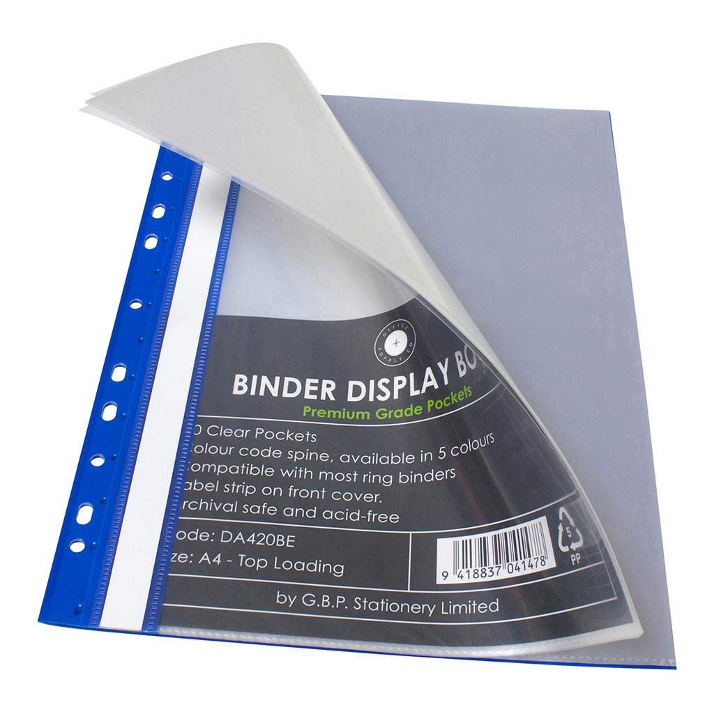 OSC 20 Pockets A4 Binder Display Book - Blue Spine | Display Books ...
