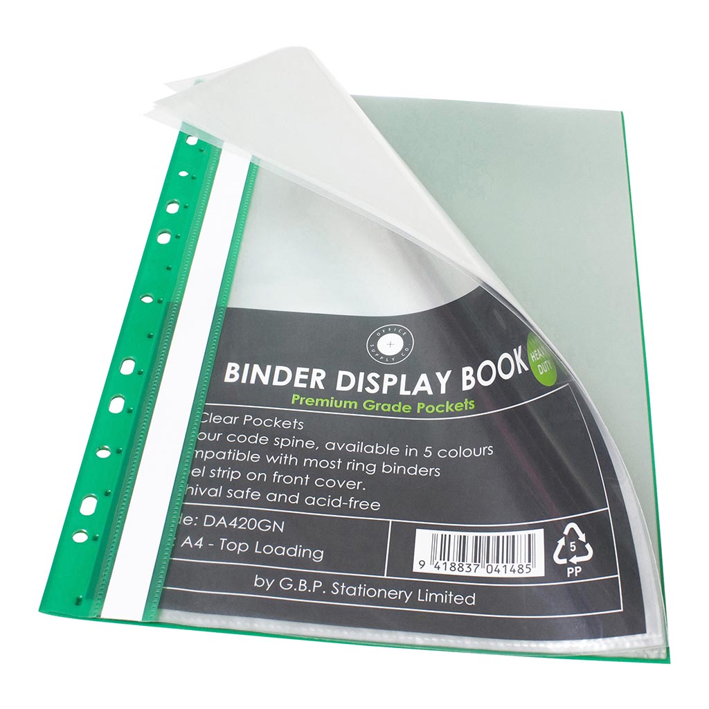 OSC 20 Pockets A4 Binder Display Book - Green Spine | Display Books ...