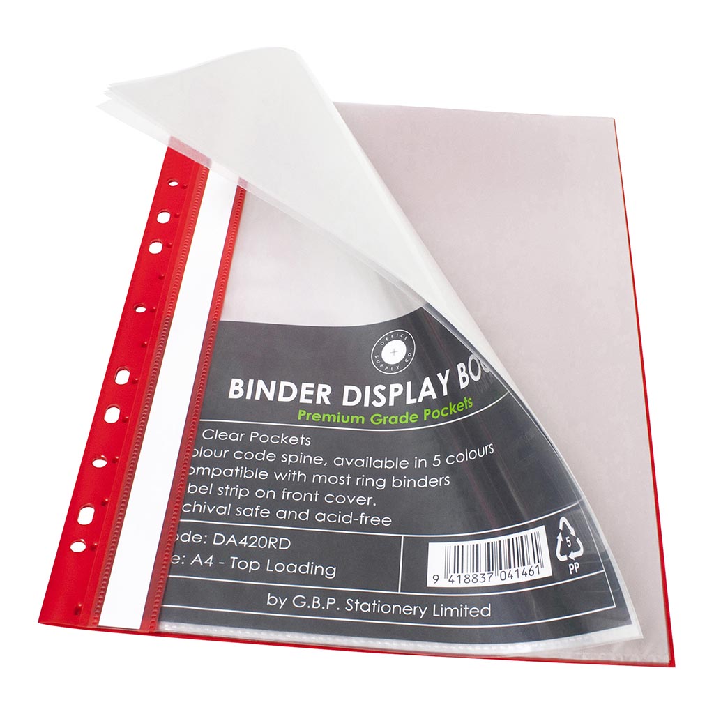 OSC 20 Pockets A4 Binder Display Book - Red Spine | Display Books ...