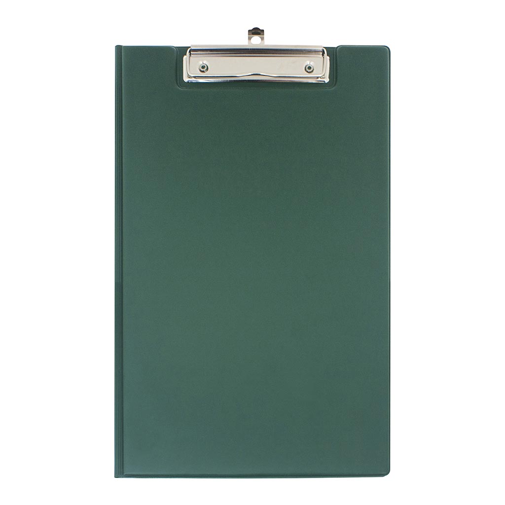 OSC Foolscap PVC Clipboard with Flap, Green | Clipboards — Discount Office