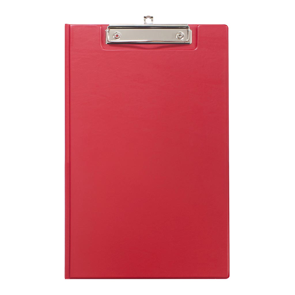 Okin Foolscap PVC Clipboard with Flap, Red | Clipboards — Discount Office
