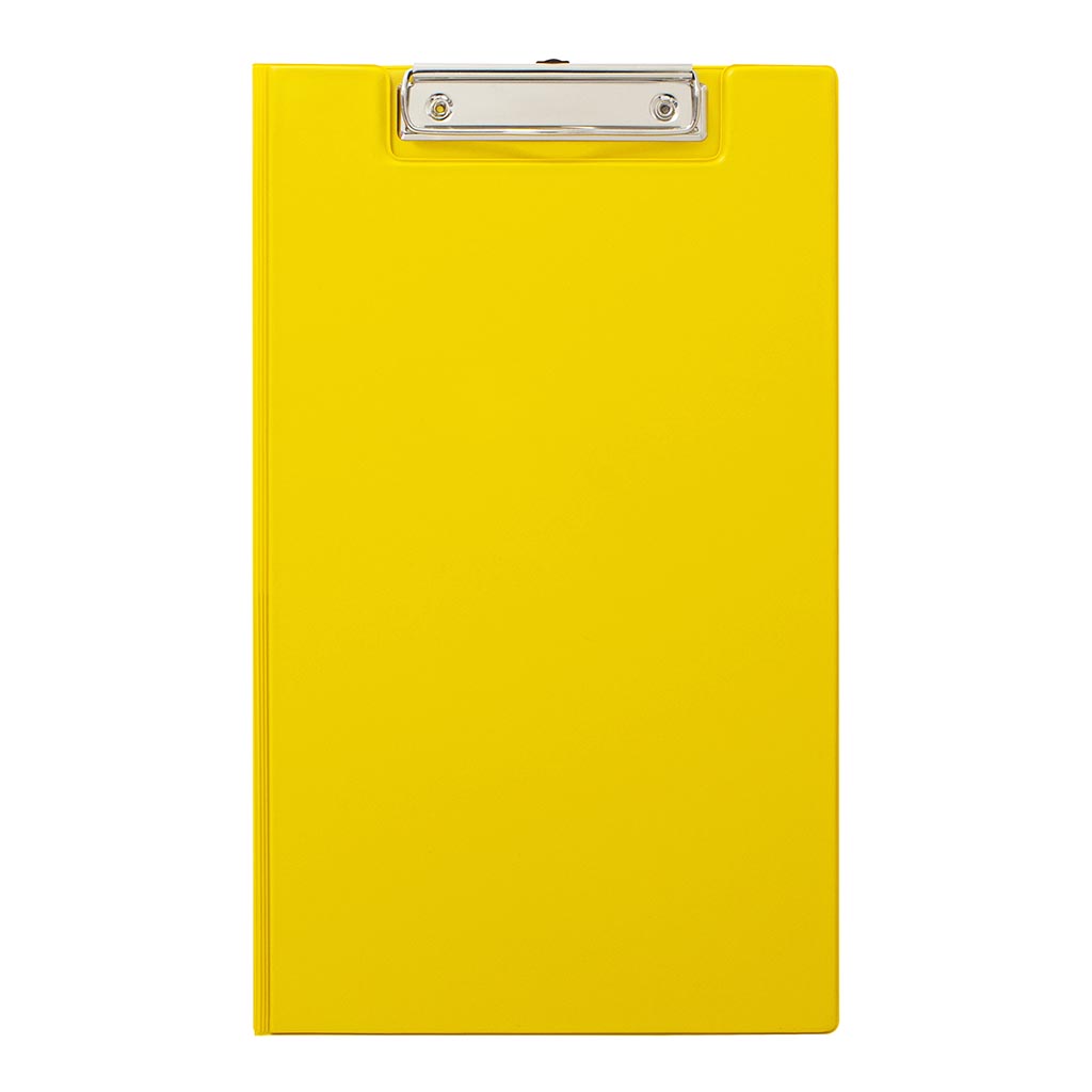 OSC Foolscap PVC Clipboard with Flap, Yellow | Clipboards — Discount Office