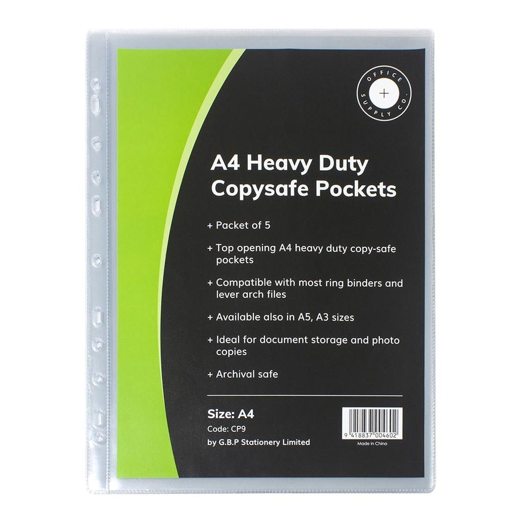 OSC Heavy Duty A4 Copysafe Pockets, Pack of 5 | Copysafe Pockets ...