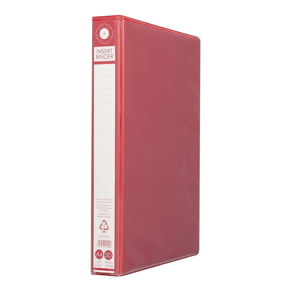 OSC Overlay Insert Cover A4 Ring Binder 3/25 - Red | Files & Folders ...