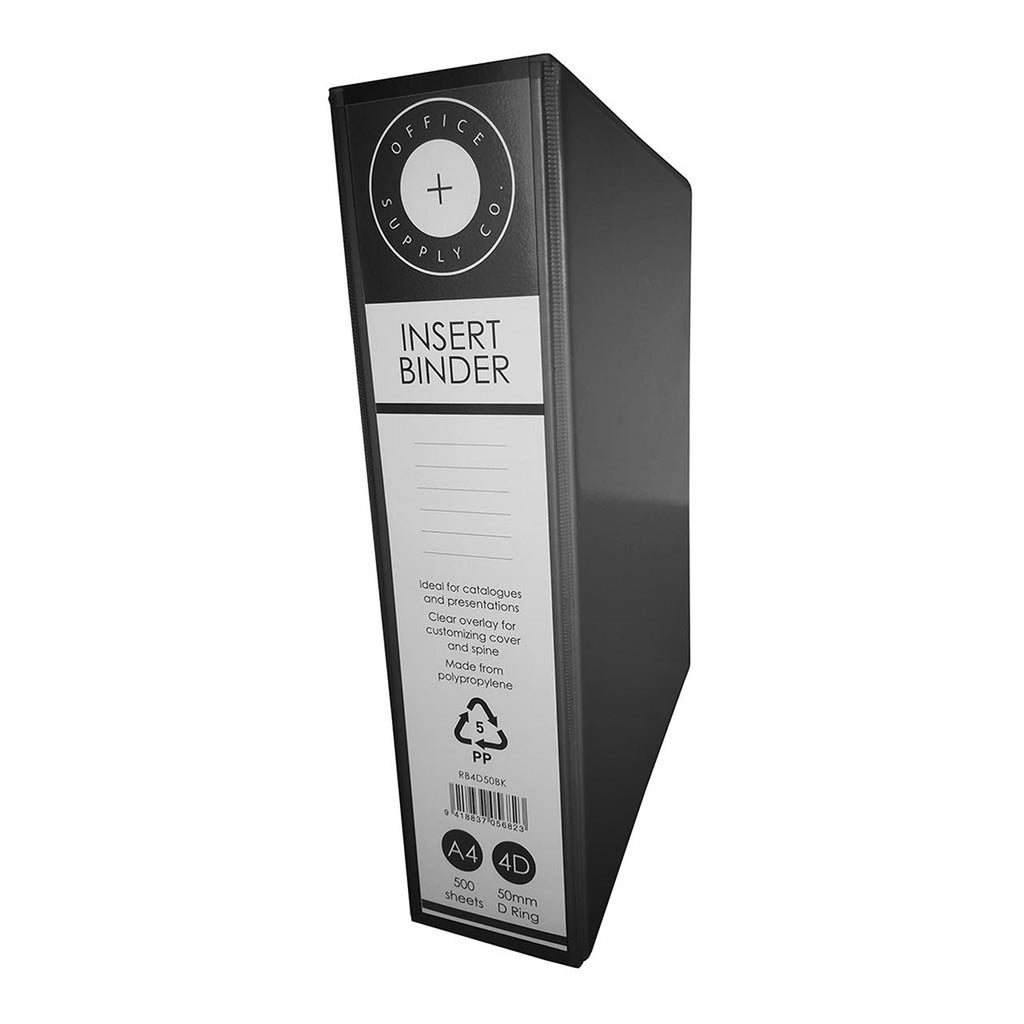 OSC Overlay Insert Cover A4 Ring Binder 4/50 - Black | Files & Folders ...