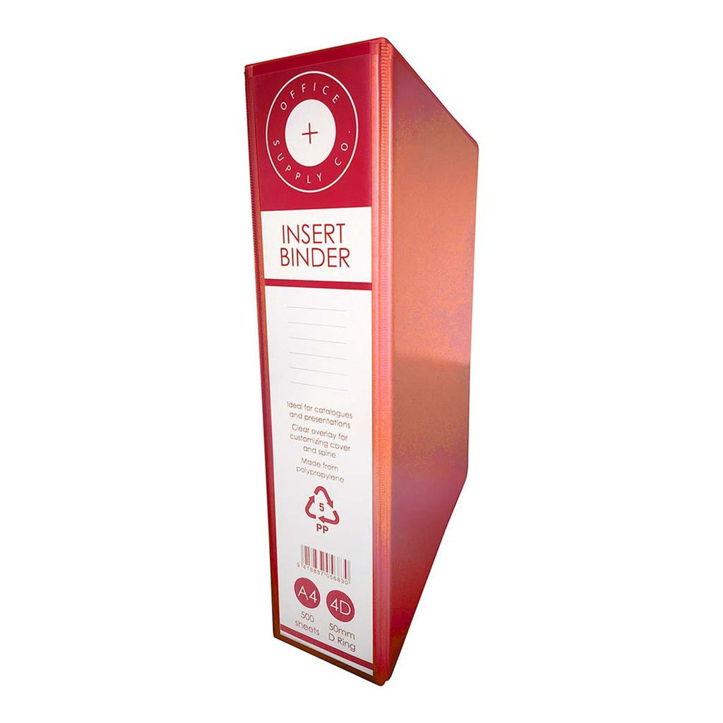 OSC Overlay Insert Cover A4 Ring Binder 4/50 - Red | Files & Folders ...