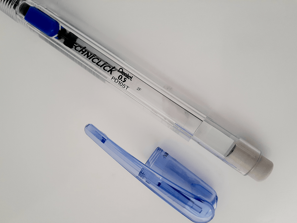 Pentel Techniclick Mechanical Pencil PD105T Clear Barrel 0.5mm Blue Cl ...
