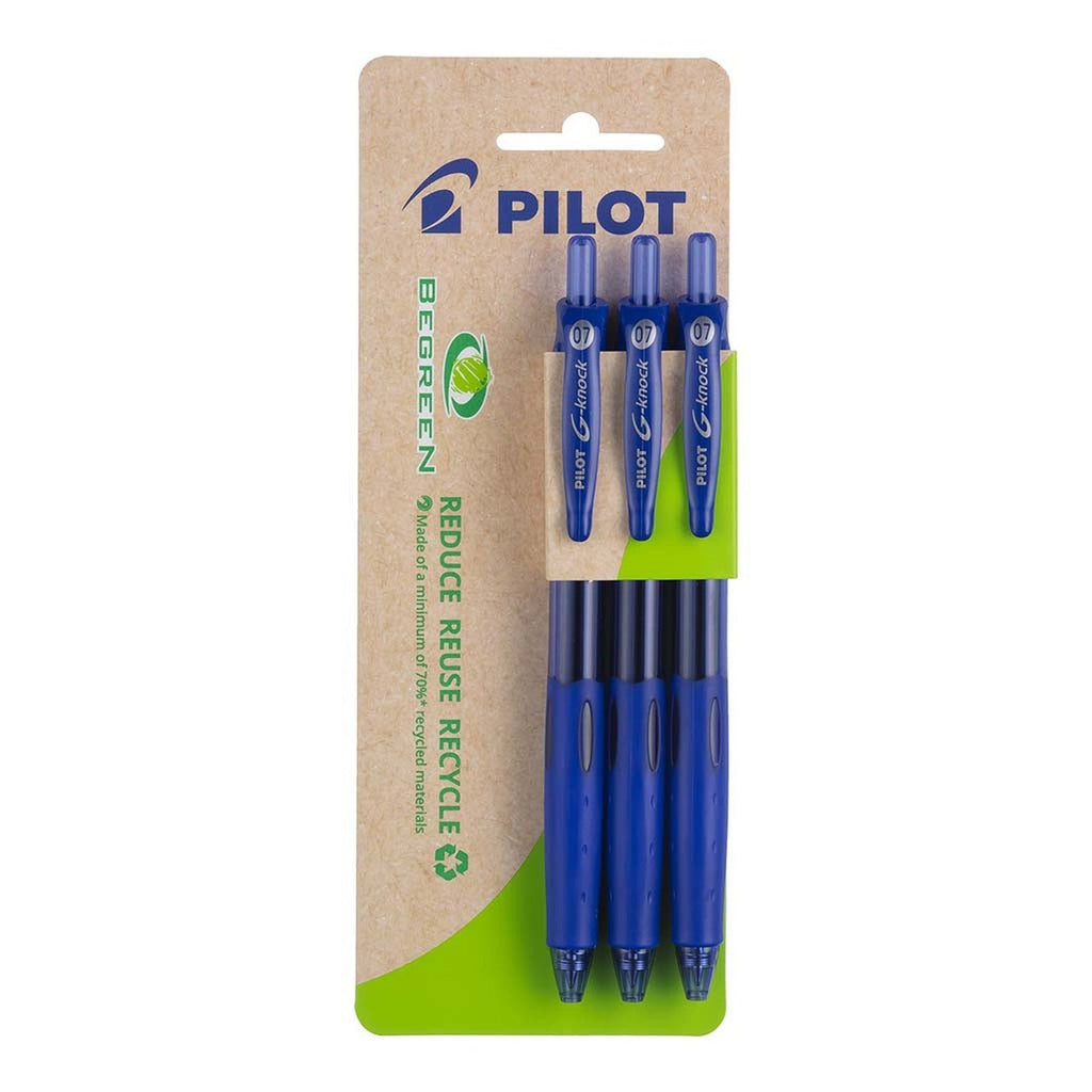 Pilot BeGreen G-Knock Gel Fine Blue Pens - Pack of 3 | Gel Pens ...