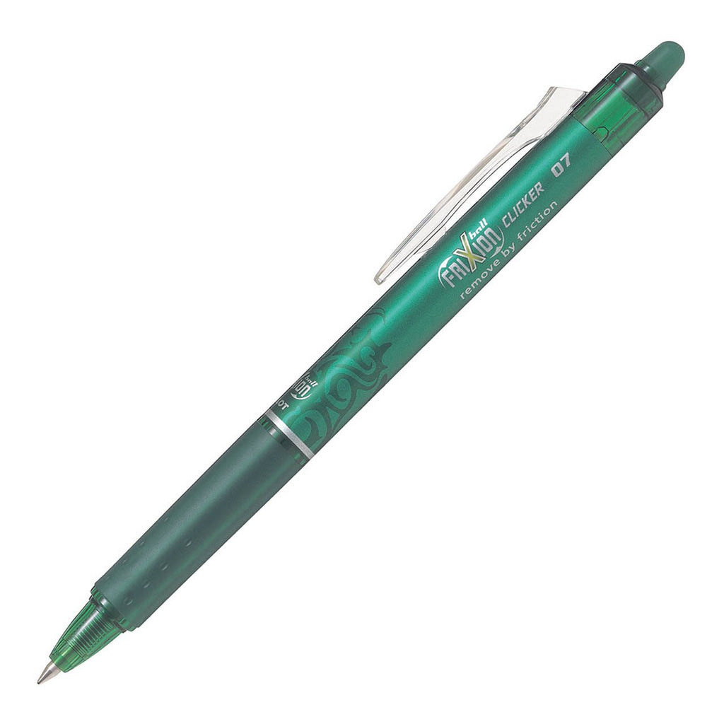 Pilot Frixion Clicker Erasable Fine Tip Green Pen (BLRT-FR7-G) x 12's ...