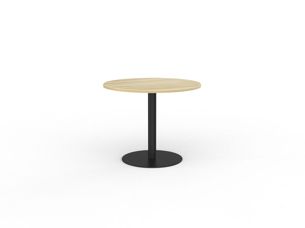 Knight's Polo Meeting Table 900mm Round, Black Frame, Atlantic Oak Top ...