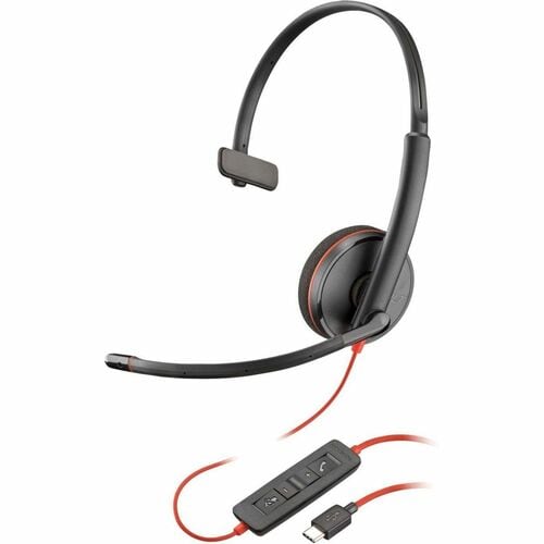 Poly Blackwire 3210 Monaural USB-C Headset +USB-C/A Adapter, Mono, Min ...