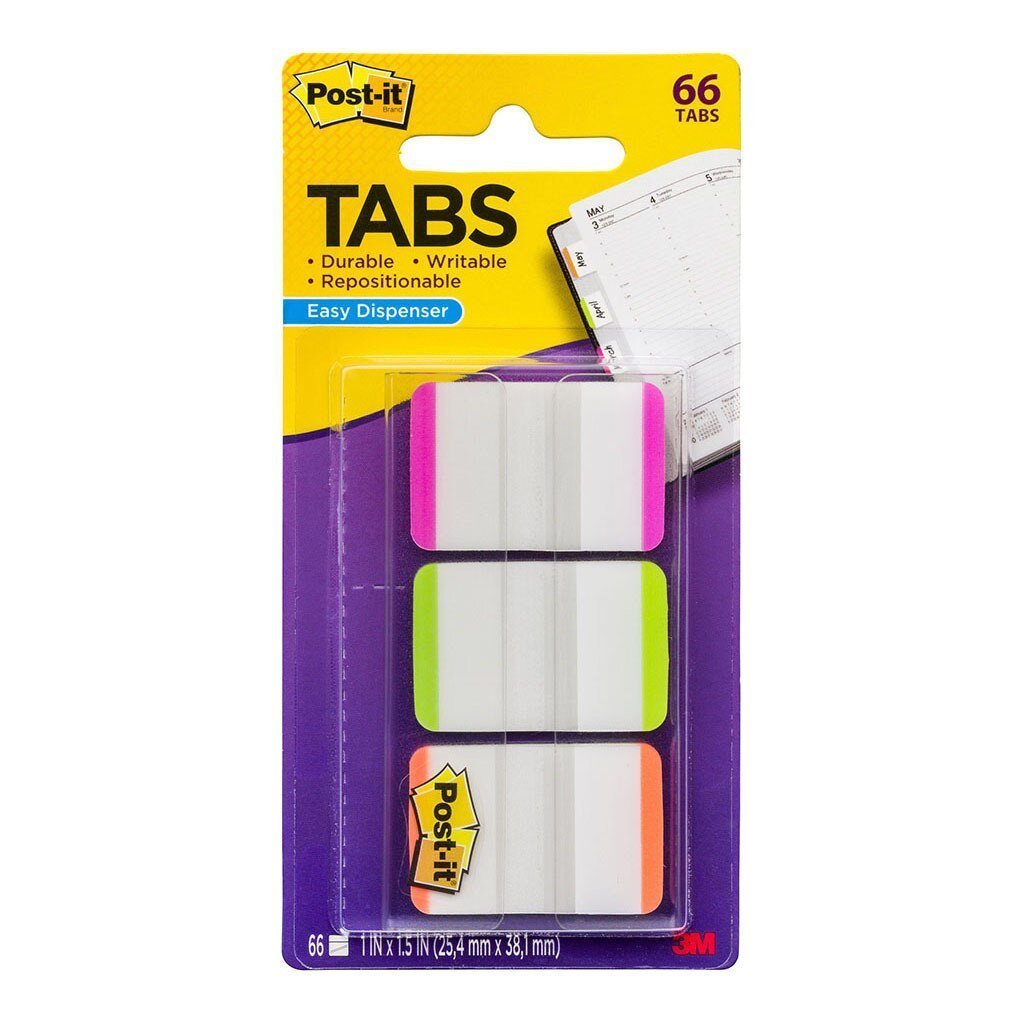 Post-it Filing Tabs Assorted Colours 25 x 38mm (686A-PGO) | Desktop ...