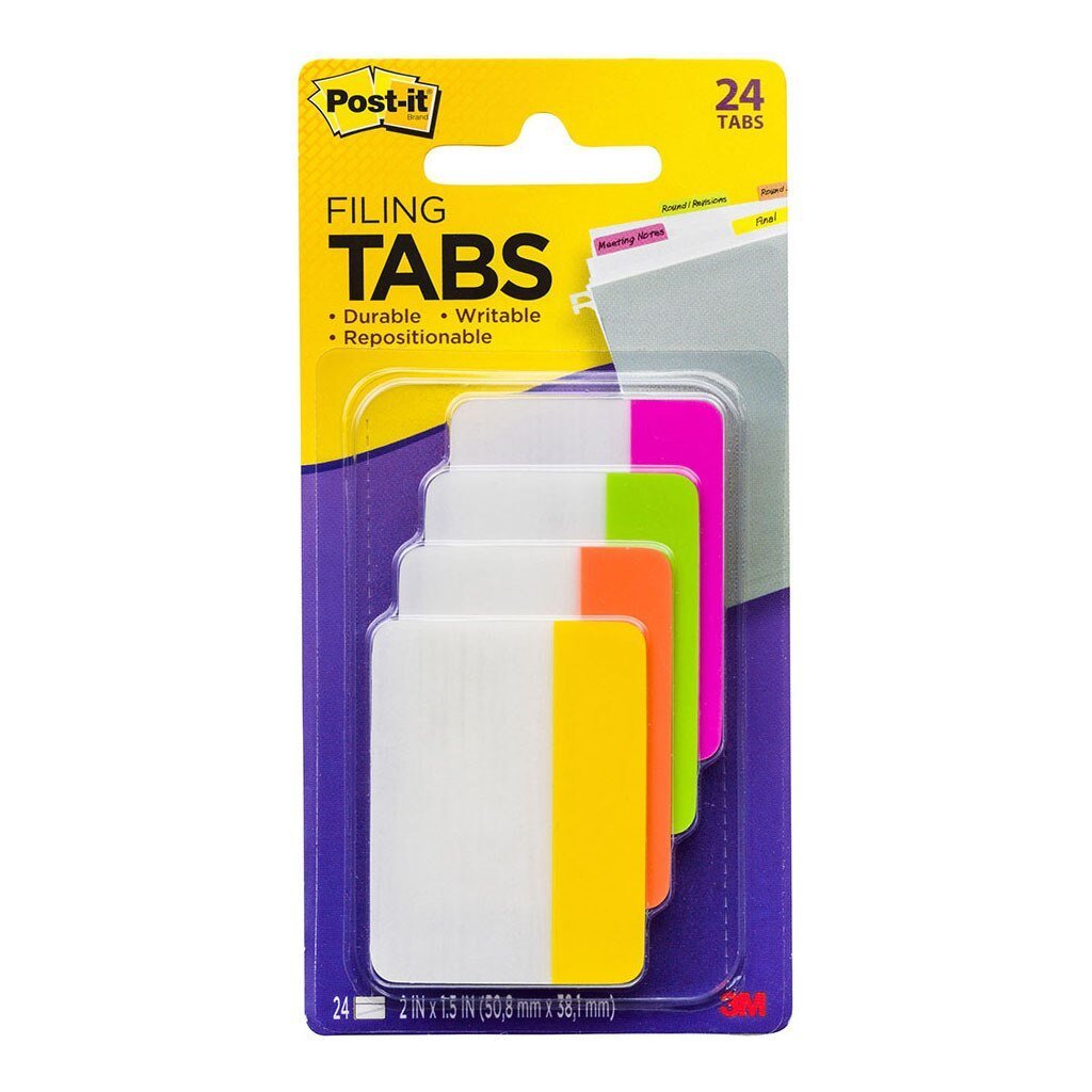 Post-it Filing Tabs Assorted Colours 50 x 38mm (686-PLOY) | Desktop ...