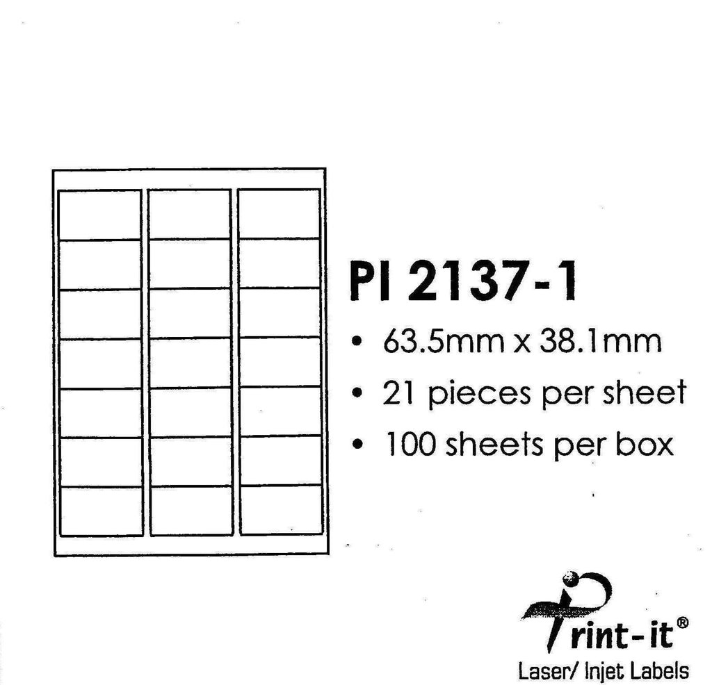Print-it Labels 21's - 63.5mm x 38.1mm | Labels & Tags — Discount Office