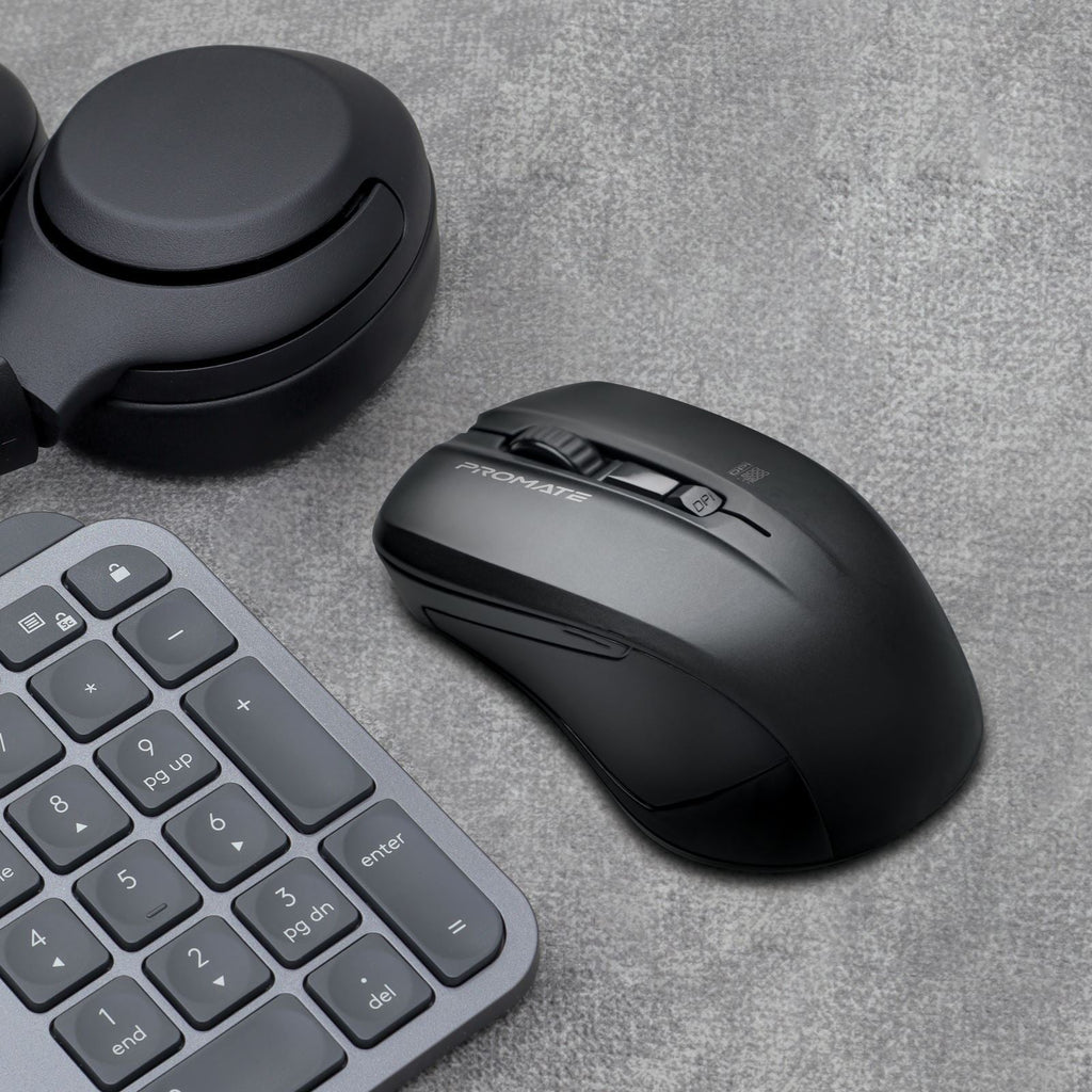 Promate Ergonomic Wireless Mouse, Ambidextrous Design, Black | Computer ...