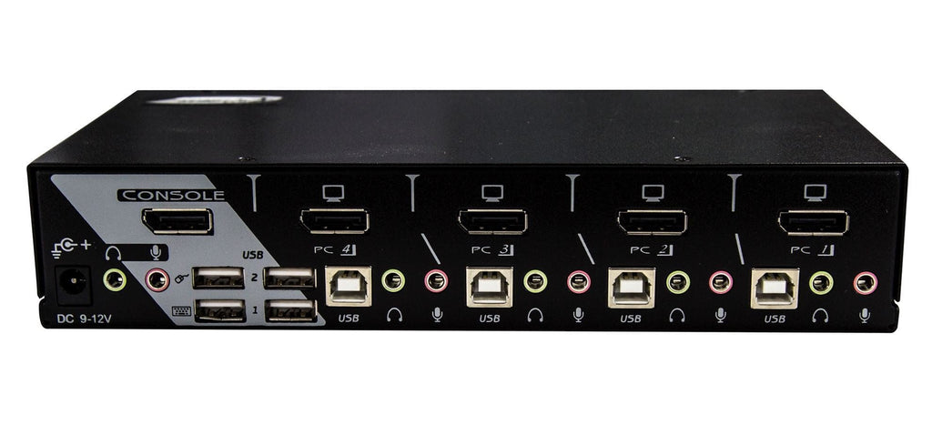 REXTRON 4 Port DisplayPort USB KVM with Audio. Supports DisplayPort Vi ...