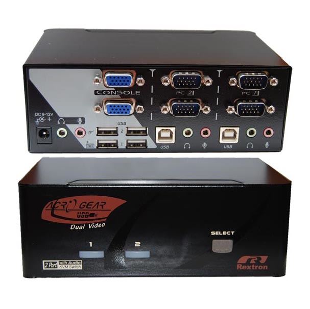 REXTRON Dual View 2 Port VGA/USB KVM Switch with Audio. | Newest ...