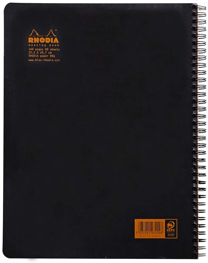 Rhodia Meeting Book Spiral A4+ Black | Business Books — Discount Office