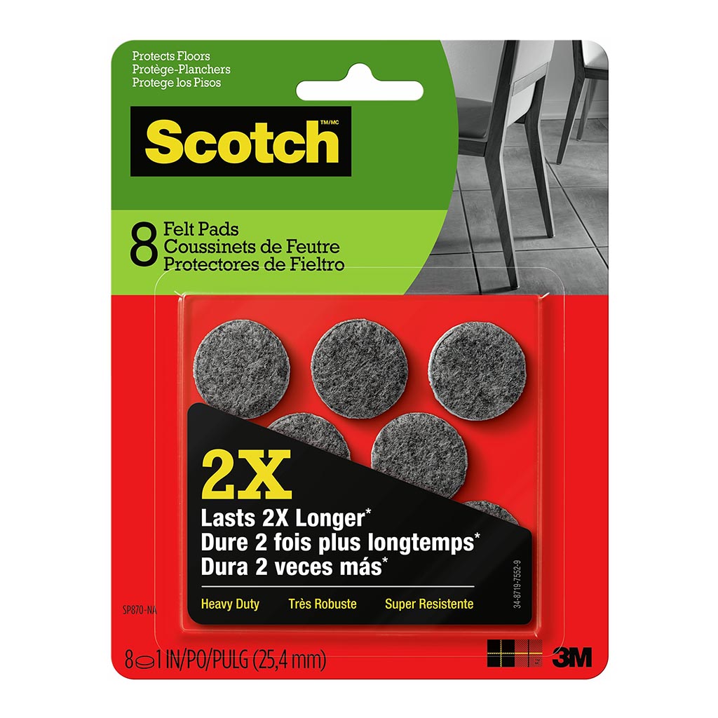 Scotch Heavy Duty Felt Pads, 2.5cm Round, Pack of 8 (SP870) | Newest ...