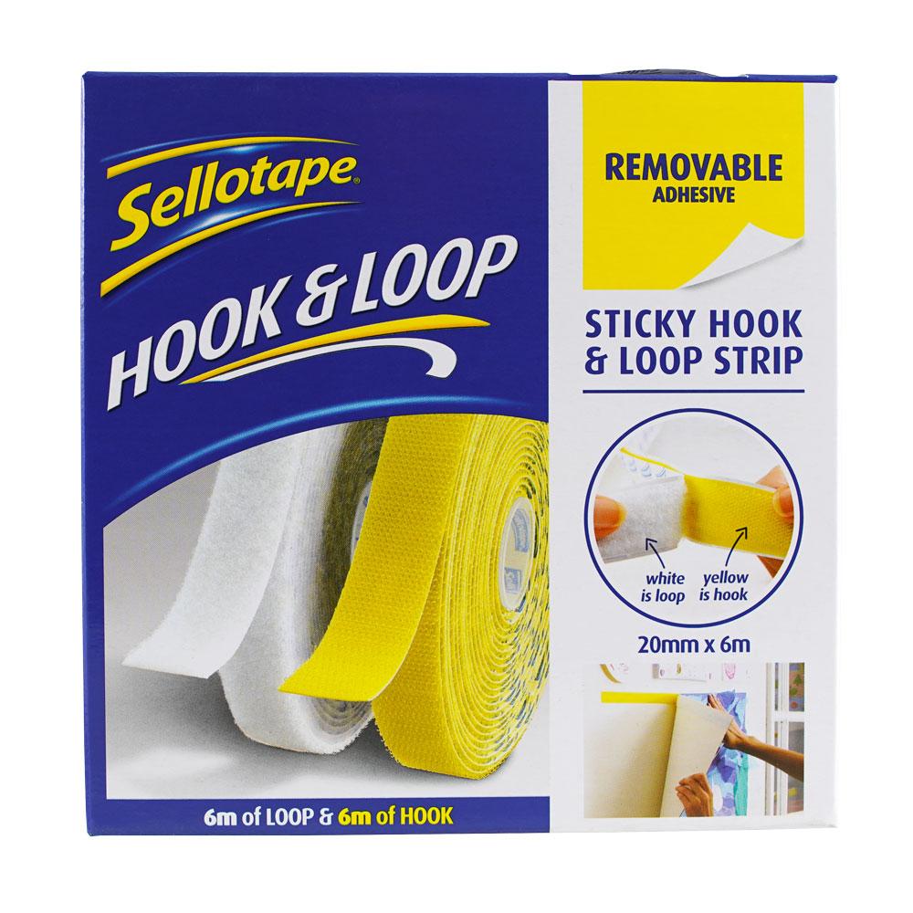 Sellotape Sticky Hook & Loop Strip Removable 20mm x 6m | Adhesives ...
