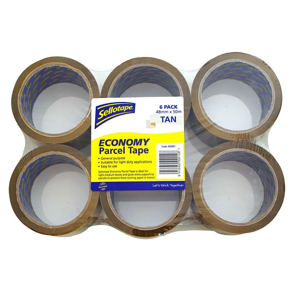 Sellotape Tan Parcel Tape 48mm x 50mt x 6's Pack | Adhesives, Tapes ...