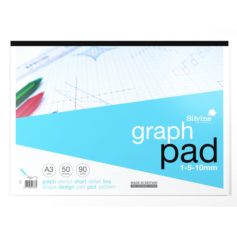 Silvine Graph Pad A3 1-5-10mm 90gsm 50 Sheets | Drawing, Sketching ...