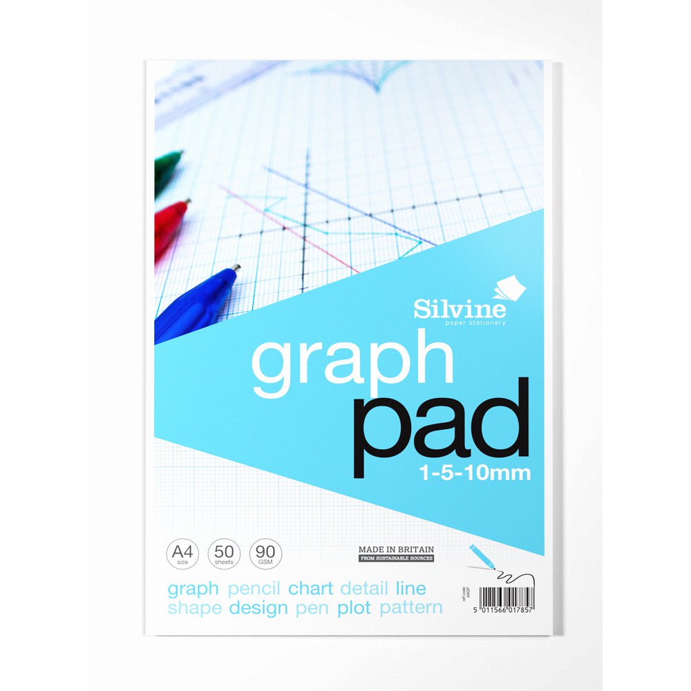 Silvine Graph Pad A4 1-5-10mm 90gsm 50 Sheets | Drawing, Sketching ...