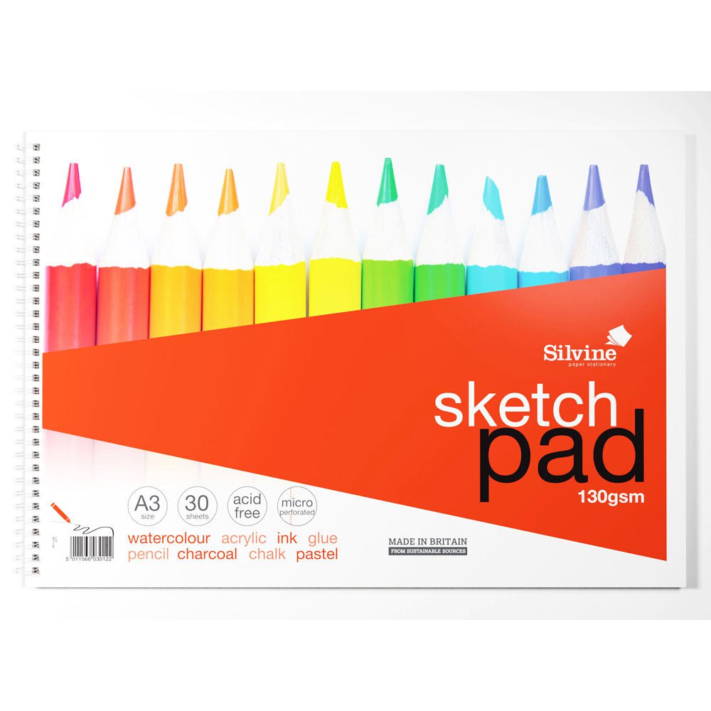 Silvine Sketch Pad Twin Wire A3+ 130gsm 30 Sheets | Art Pads — Discount ...