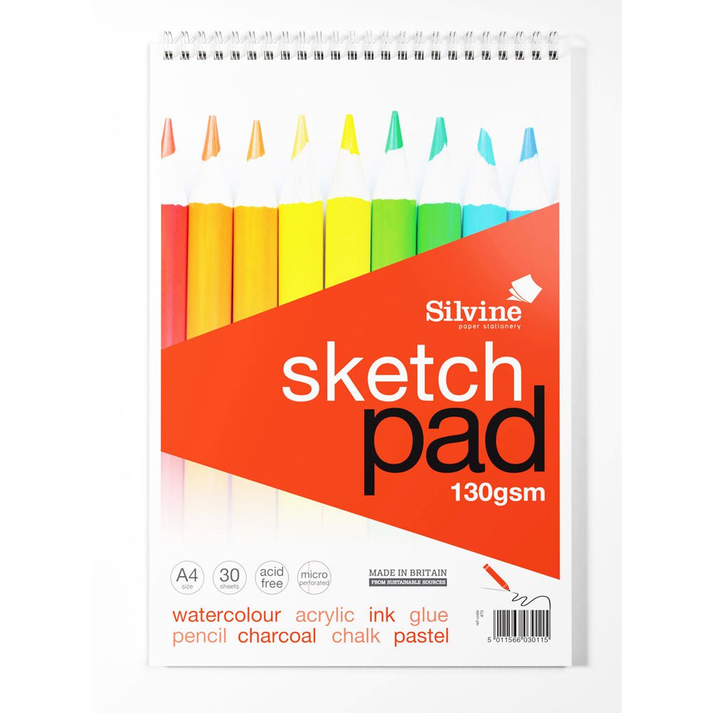 Silvine Sketch Pad Twin Wire A4+ 130gsm 30 Sheets | Art Pads — Discount ...