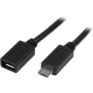 StarTech.com 0.5m 20in Micro-USB Extension Cable - M/F - Micro USB Mal ...