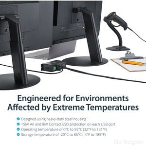 StarTech.com Mountable Rugged Industrial 7 Port USB 2.0 Hub - USB Type ...