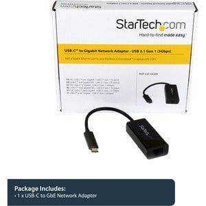 StarTech.com USB-C to Gigabit Ethernet Adapter - Black - USB 3.1 - Rea ...