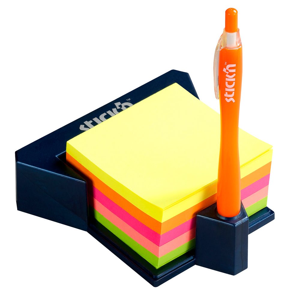 Stick'n Note Cube with Holder 76x76mm 400 Sheets Pastel Neon Mixed (pe ...
