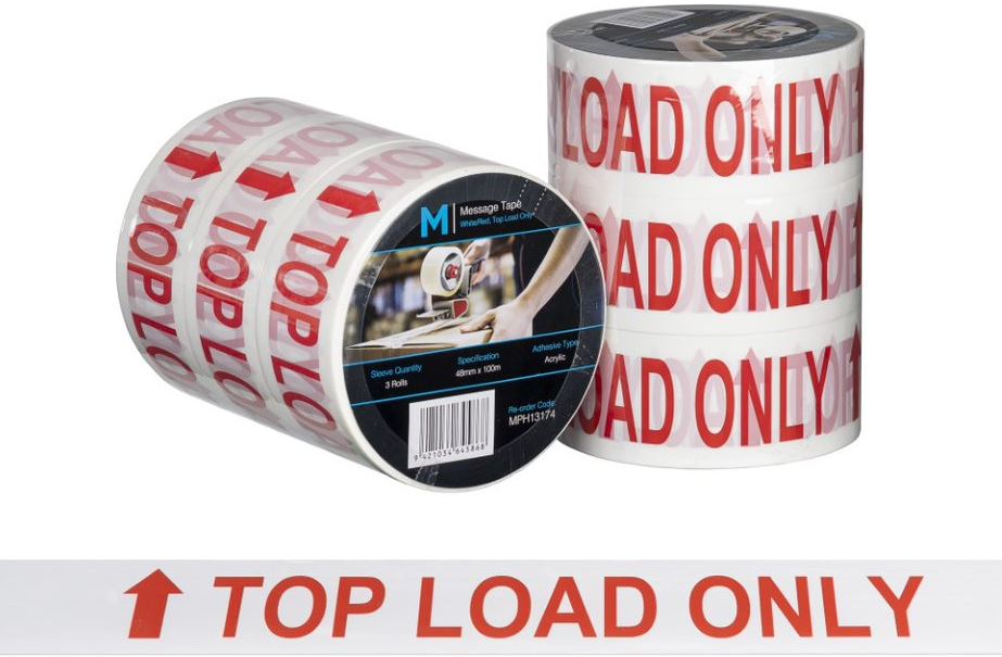 TOP LOAD ONLY Printed Tape 48mm x 100mt x 36 Rolls | Labels & Tags ...