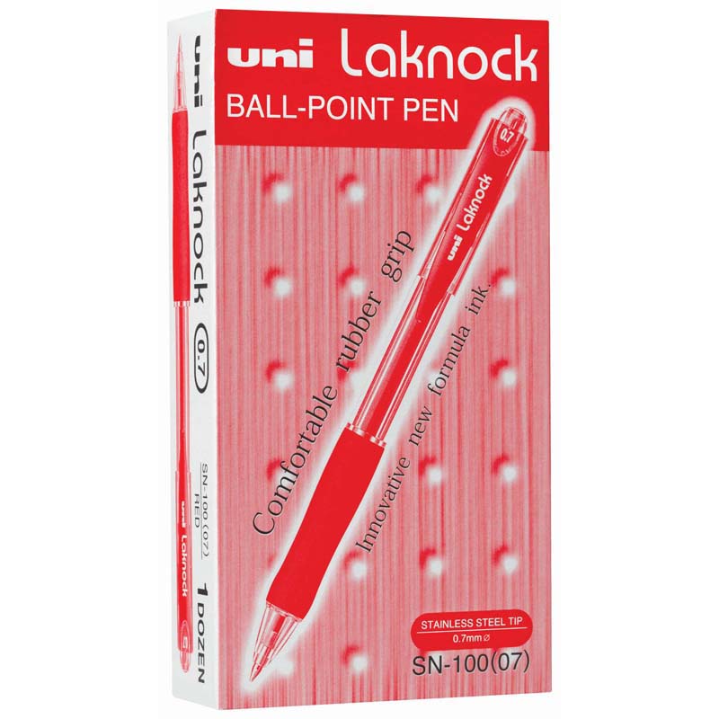 Uni Laknock SN-100 Pen - Red (0.7mm) | Ballpoint Pens — Discount Office