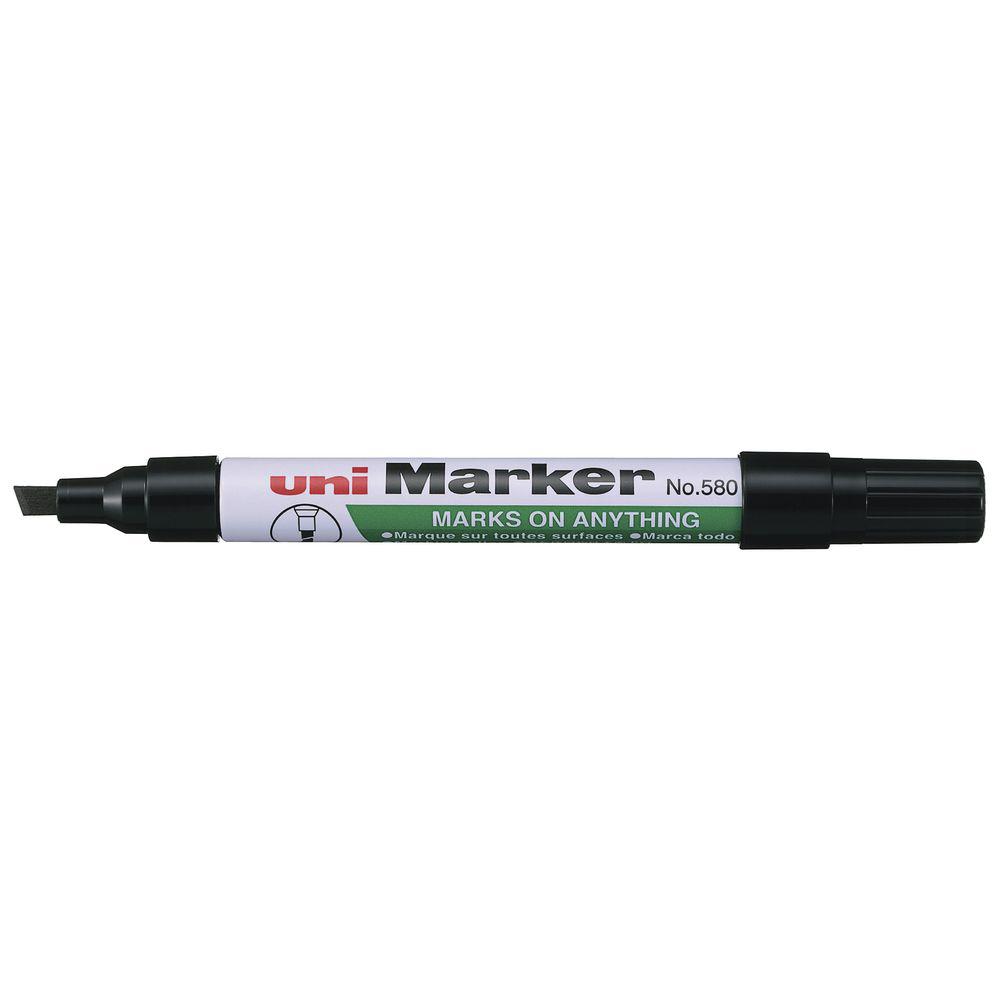 Uni Permanent Chisel Tip Marker Black 580 | Markers — Discount Office