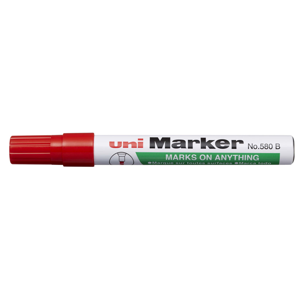 Uni Permanent Chisel Tip Marker Red 580 | Markers — Discount Office