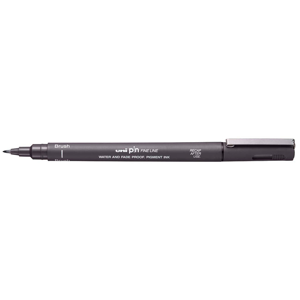 Uni Pin Fineline Permanent Brush Tip Dark Grey | Fibre Tip Pens ...