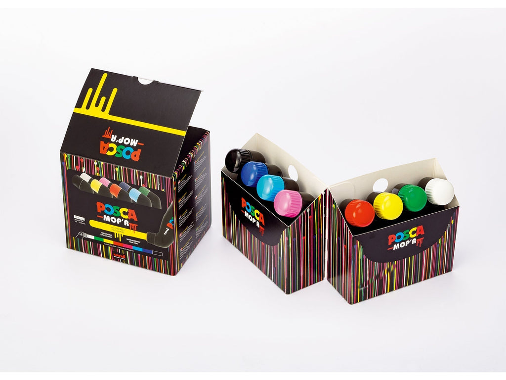 Uni Posca MOP'R Paint Marker Set, PCM-22, 8 Assorted Colours Pack, PCM ...