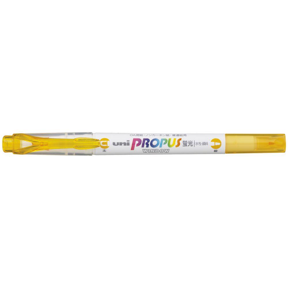 Uni Propus Window Double-Ended Highlighter 4.0mm/0.6mm Bright Yellow P ...