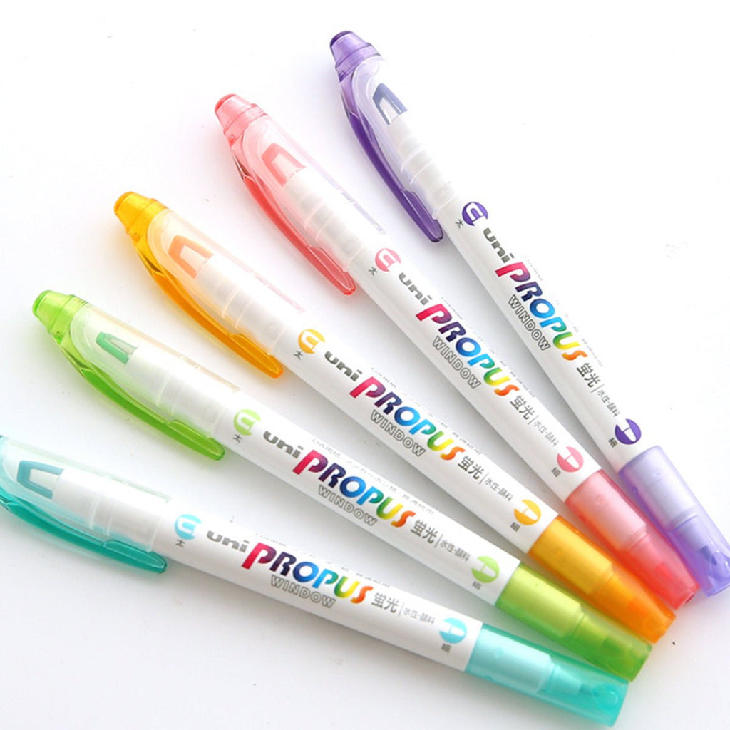 Uni Propus Window Double-Ended Highlighter 4.0mm/0.6mm Pastel 5 Pack ...