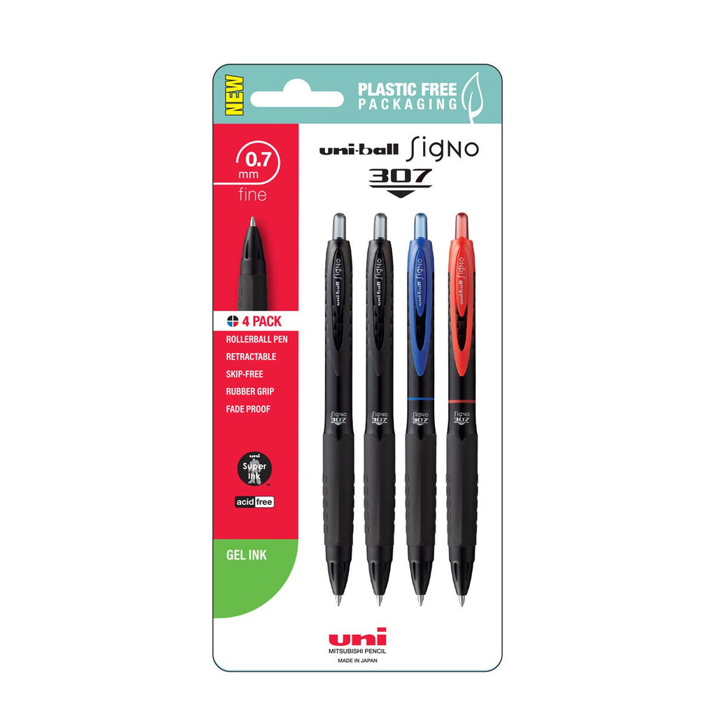 Uni Signo 307 Rollerball Pen, 0.7mm Fine Retractable Assorted, Pack of ...