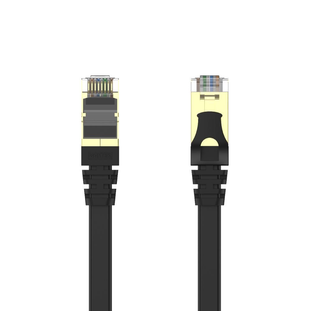 UNITEK 20m CAT7 Black Flat SSTP 32AWG Patch Lead in PVC Jacket. 500MHz ...