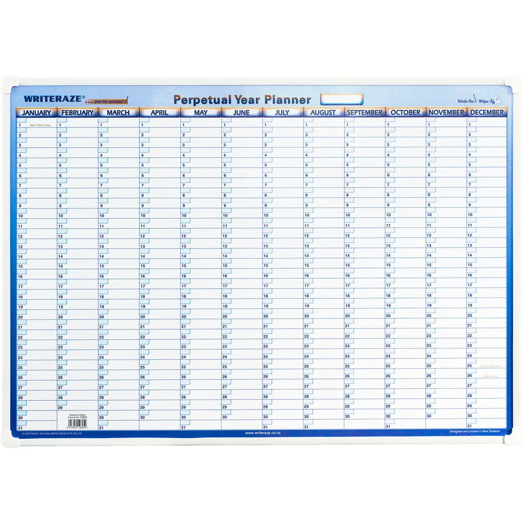 Writeraze Framed Perpetual Year Wallplanner 500mm x 700mm | Desktop ...