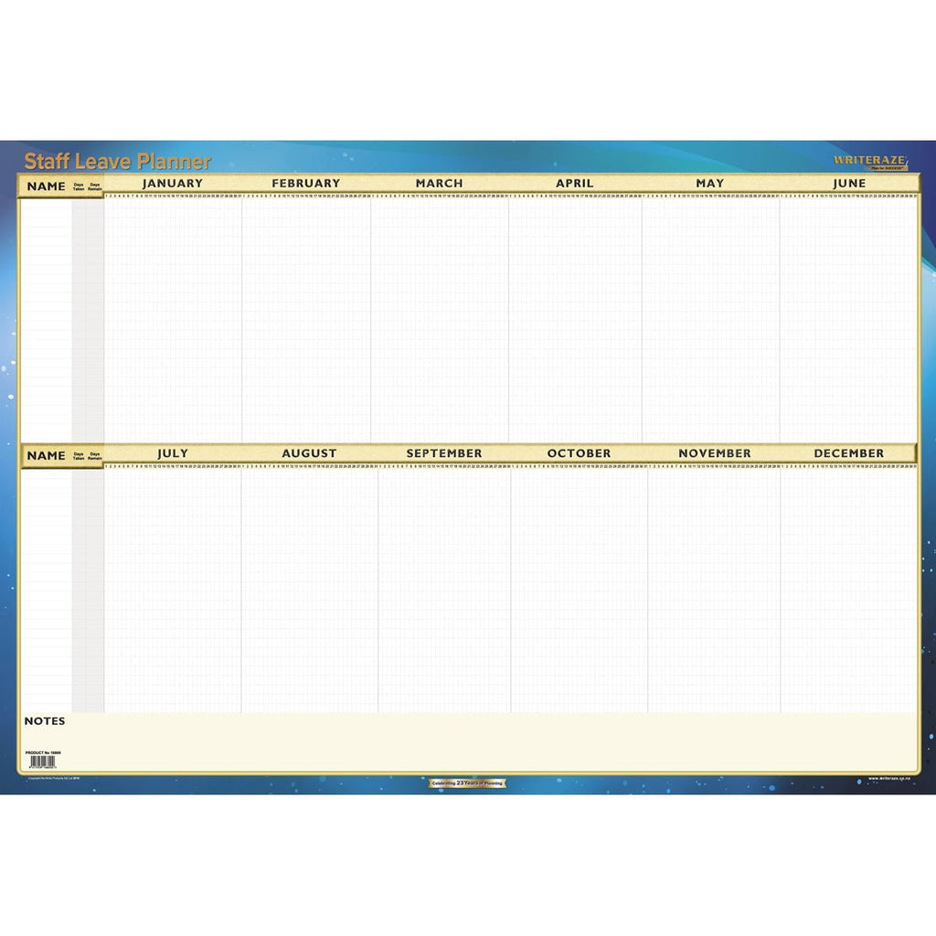 Writeraze Laminated Staff Leave Planner, 700mm x 1000mm | Newest ...